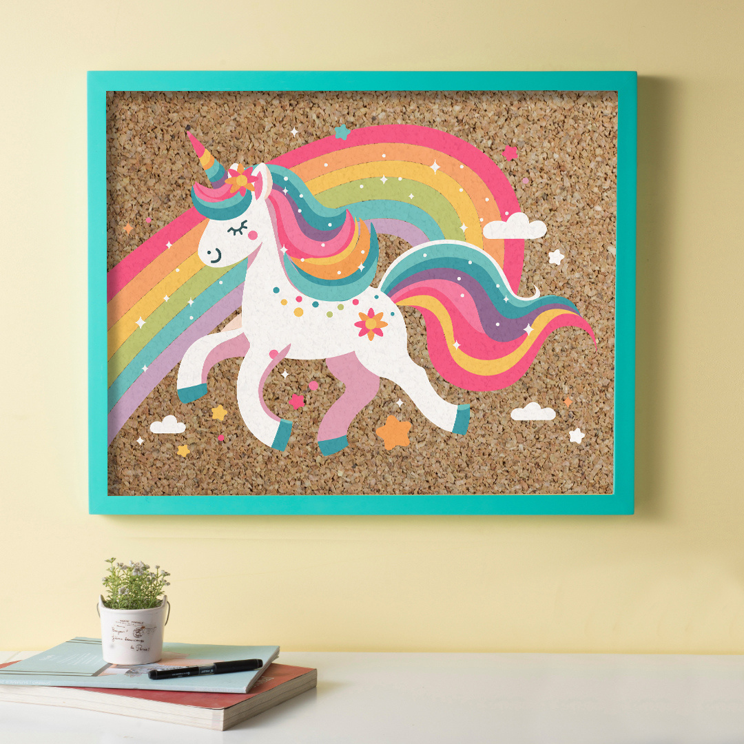 Rainbow Unicorn Cork Pinboard with Turquoise Frame – Pinch of Pretty